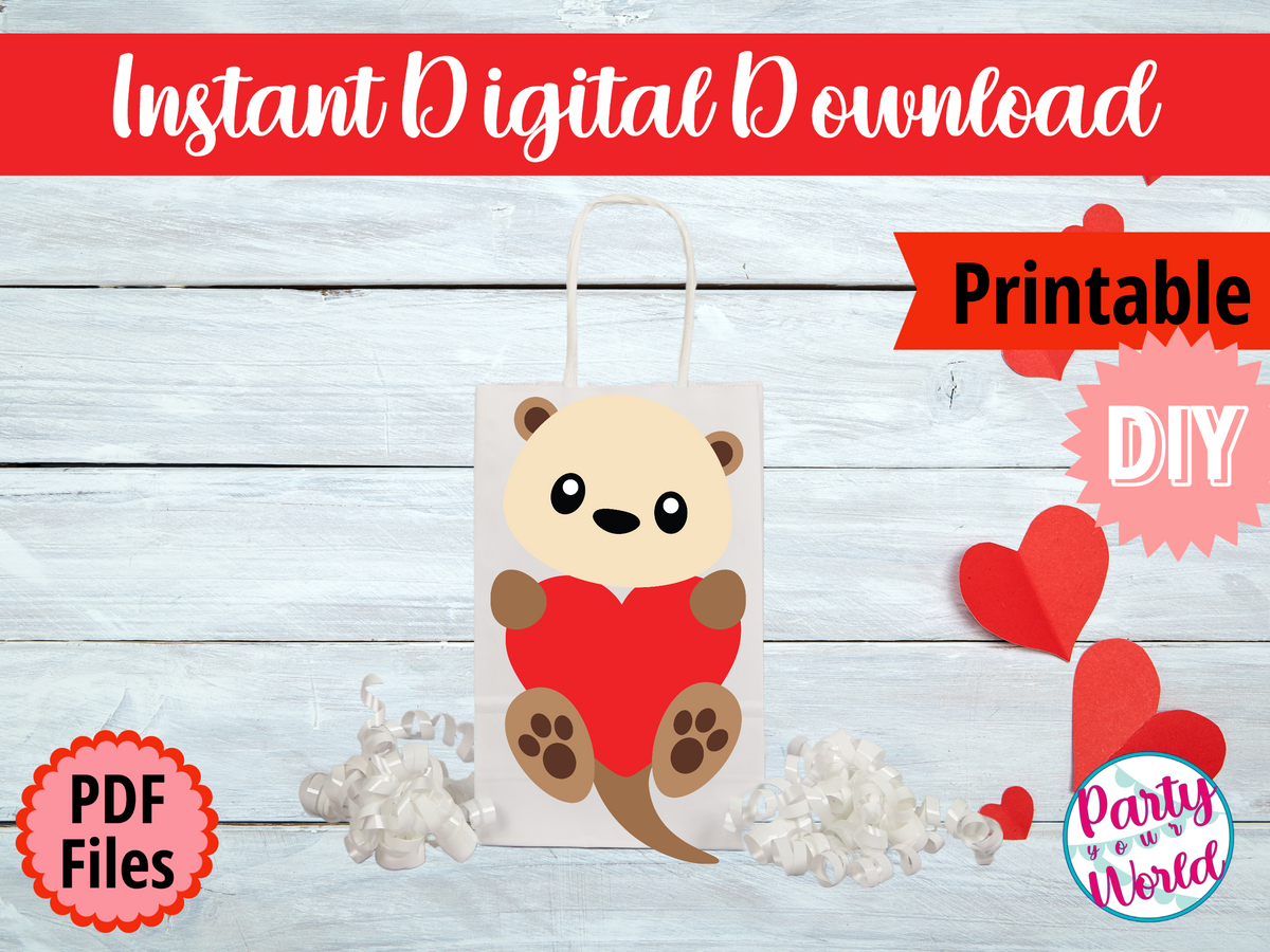 Printable Otter Valentine's Day Mailbox/Bag Coloring Page Decorating S ...