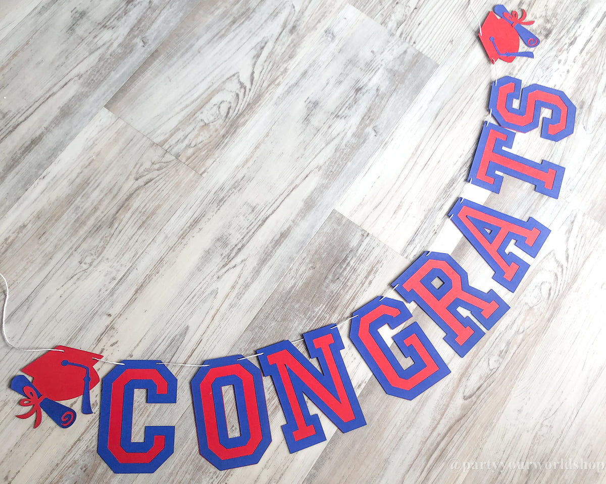 Large Graduation Banner | Red & Blue or Any School Varsity Colors ...