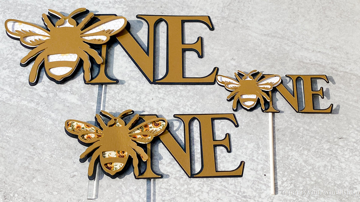 Sunflower Bee "ONE" Cake Topper, Bee Themed First Birthday Cake Topper ...