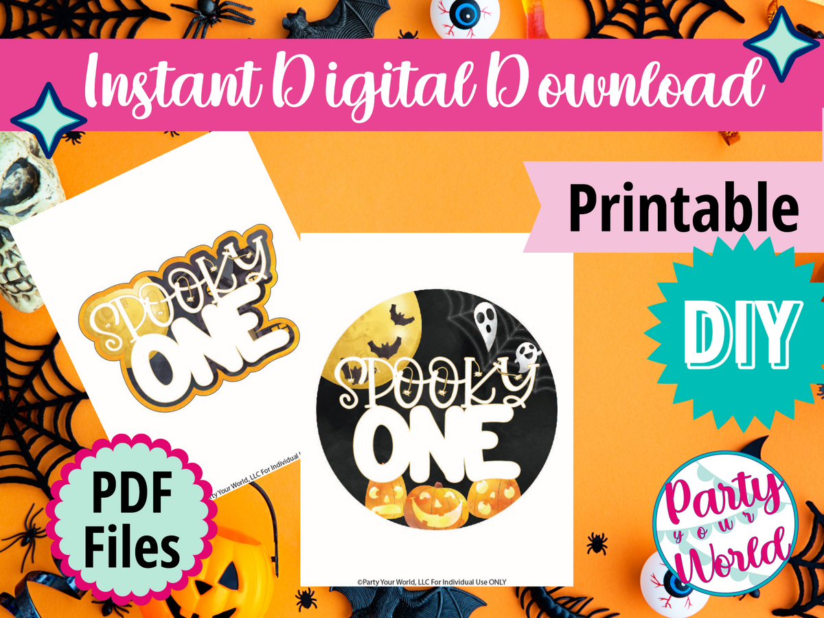 Spooky One Cake Topper, Printable Instant Download First Birthday Deco ...